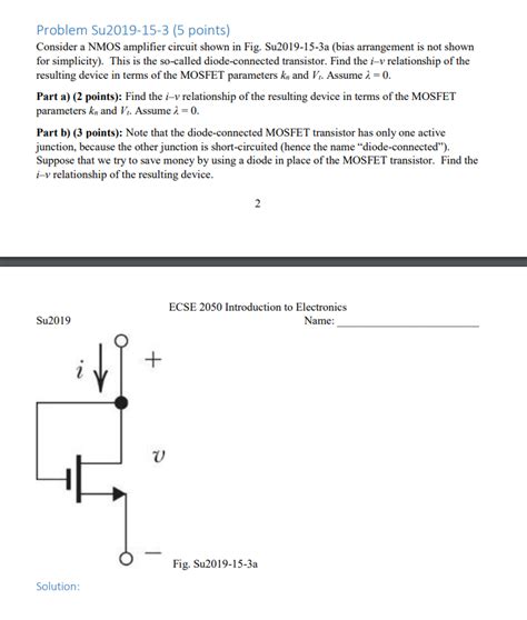 Solved Problem Su Points Consider A NMOS Chegg Com