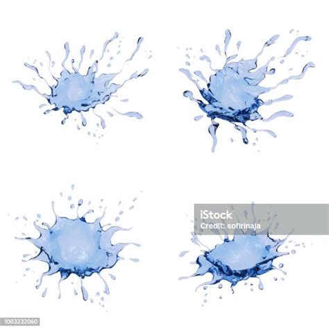 액체 블루 워터 스플래쉬 드롭 폭발 흰색 배경에 고립의 컬렉션입니다 3차원 형태에 대한 스톡 사진 및 기타 이미지 3차원 형태 개념 디자인 Istock