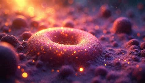 Microscopic View Of Glowing Particles Disintegrating Into Smaller Forms