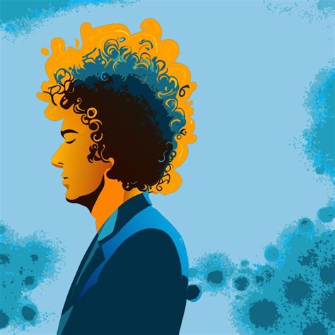 Premium Vector Man In Black Curly Hair Vector Illustration