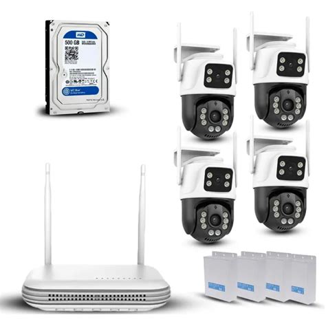 6mp Dual Lens Ptz Outdoor 4 Camera Pack With Nvr Hard Disk Power