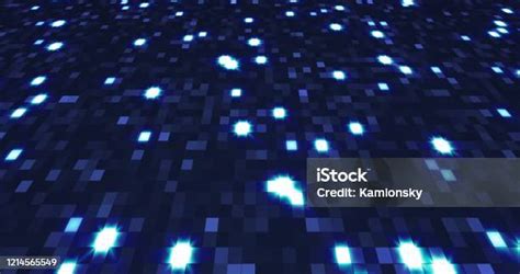 블루 네온 기술 배경 사이버 공간에서 움직이는 반짝이는 푸른 폴리곤 3d 일러스트레이션 0명에 대한 스톡 사진 및 기타 이미지 0명 금속 금속의 Istock