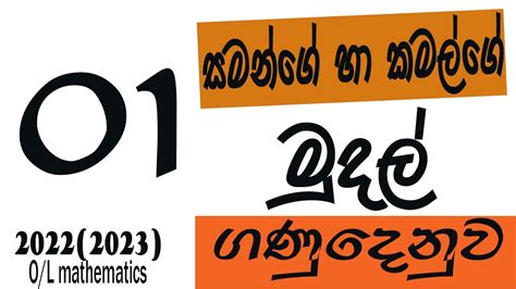 2022 2023 අ පො ස සාමාන්‍ය පෙළ ගණිතය Ii ප්‍රශ්ණපත්‍රය 01 Mathsking7217 Youtube