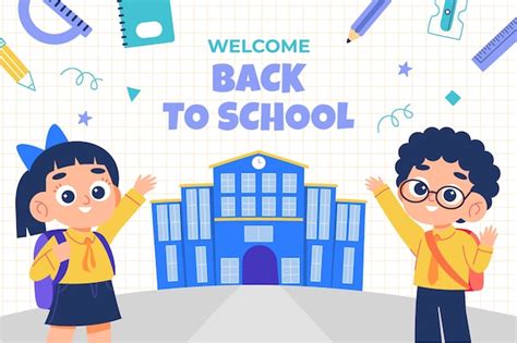 학교 시즌으로 돌아가기 위한 플랫 배경 무료 벡터