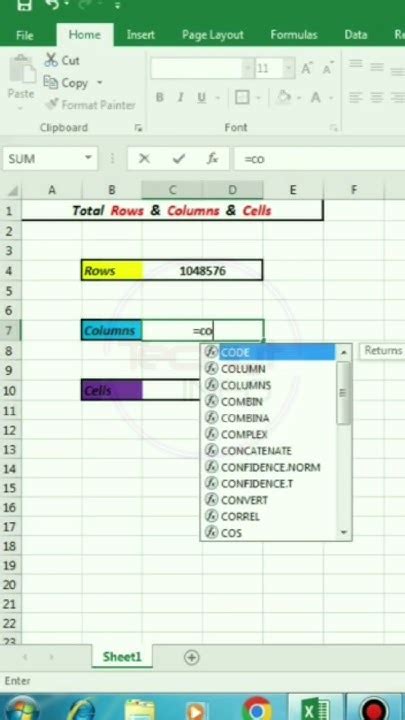 excel shorts tricks count all rows columns cells shorts excel