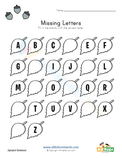 Missing Letters 2 Worksheet