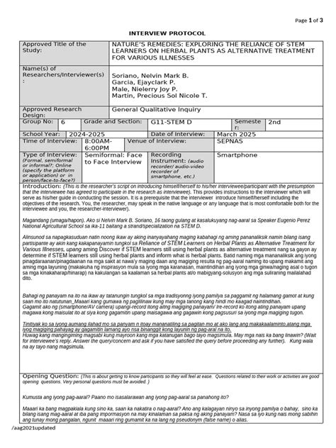 Interview Protocol Template Pdf