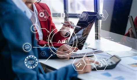 Premium Photo Api Application Programming Interface Woman Using Laptop Tablet And Smartphone