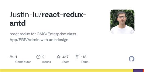 Github Justin Lu React Redux Antd React Redux For Cms Enterprise Class App Erp Admin With Ant