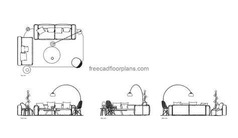 Sofa Set 01 Free Cad Drawings