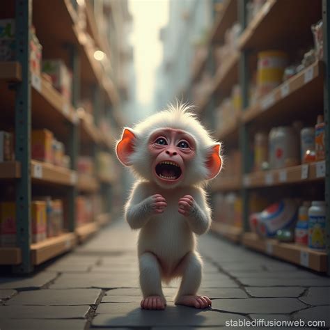 A Crying Monkey At The Store Stable Diffusion Online