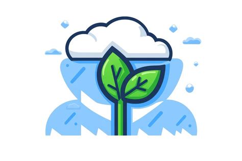 Cloud Computing Icon Merging With A Growing Plant Representing The Synergy Between Technology