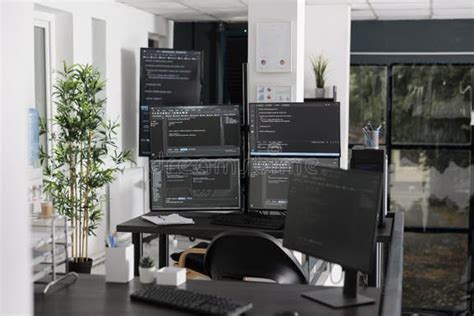 Computer Screens Showing Parsing Html Code In Empty It Office Editorial