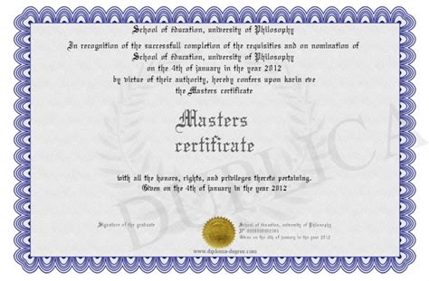 Masters Certificate