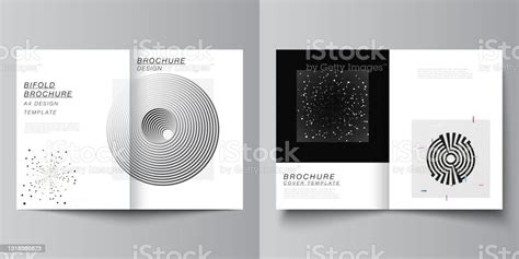 두 개의 A4 커버 모형 디자인 템플릿의 벡터 레이아웃은 이중 브로셔 전단지 커버 디자인 책 디자인을 위한 것입니다 블랙 컬러 기술 배경 과학 의학 기술 개념의 디지털