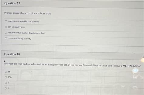 Solved Primary Sexual Characteristics Are Those That Make Chegg Com