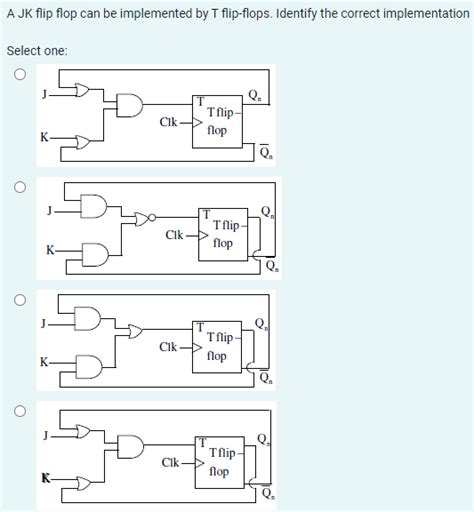 Solved A JK Flip Flop Can Be Implemented By T Flip Flops Chegg Com