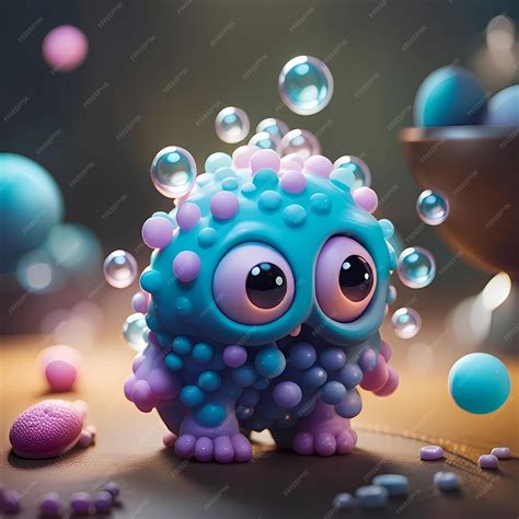 Premium Ai Image Bubble Monster 3d Cartoon Character Illustration