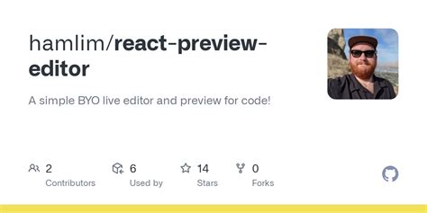 github hamlim react preview editor a simple byo live editor and preview for code