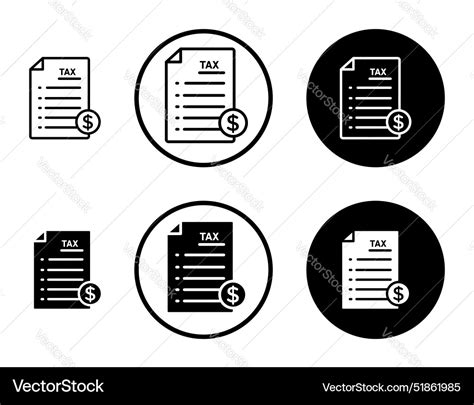 Tax Icon Set In Black And White Outlines Vector Image