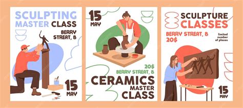 Premium Vector Design Of Event Posters Of Sculpting Master Class Set
