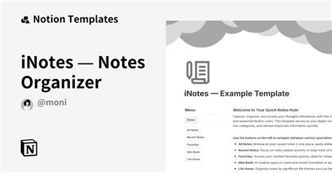 Inotes — Notes Organizer Template Notion Marketplace