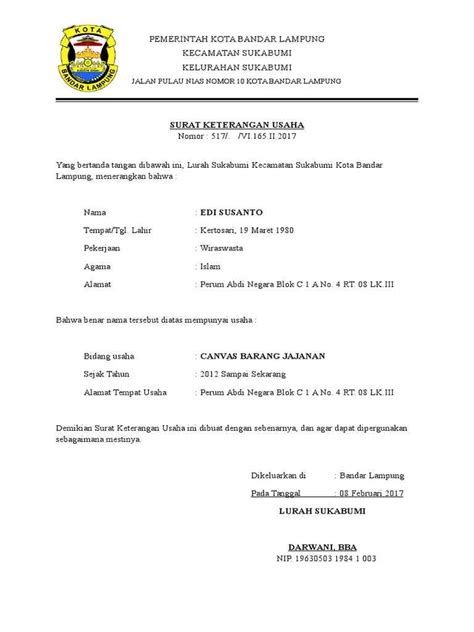 Detail Contoh Surat Izin Usaha Dari Kelurahan Koleksi Nomer 32