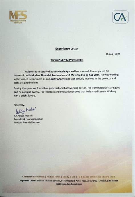 Piyush Agarwal On Linkedin Equityresearch Finance Internship Professionalgrowth Gratitude