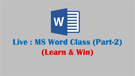Live Ms Word Class 2 Learn And Win Youtube