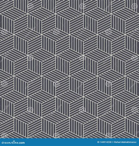 Seamless Black And White Abstract Pattern Isometric Cubes Vintage And Retro 3d Minimal