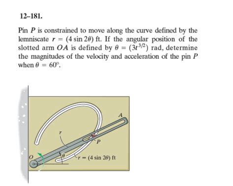 solved 12 181 pin p is constrained to move along the curve