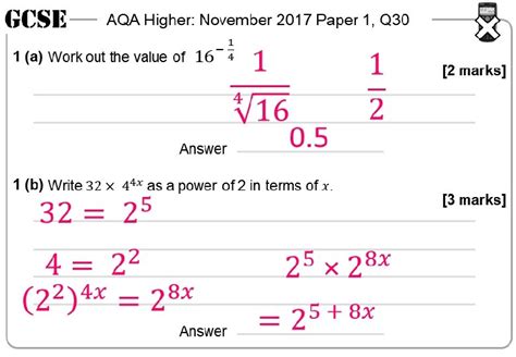 Indices Mixed Higher Gcse Questions Aqa These Questions