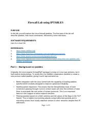 Lab Iptables Firewall Docx Firewall Lab Using IPTABLES PURPOSE In This Lab You Will Explore