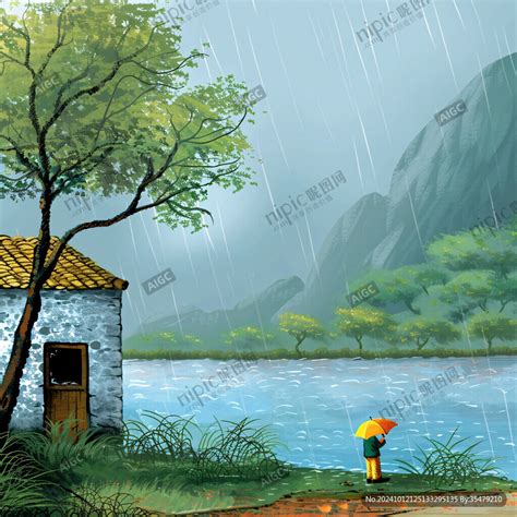 Ai创作图雨天插画 下雨插画 小雨大雨场面 手绘雨水插画 雨中古树下雨天雨季 雨水节气插画 雨巷插画 写意雨水插画 下雨天配画 降雨图片 二十四节气雨水插画 雨天雨景下雨 雨水插画 手绘谷雨