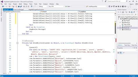 Vbnet Crud Operation With Forgot Password Function In Datagridview