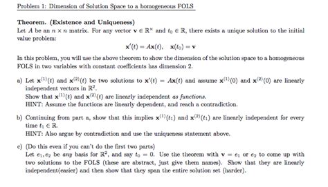 Solved Problem 1 Dimension Of Solution Space To A