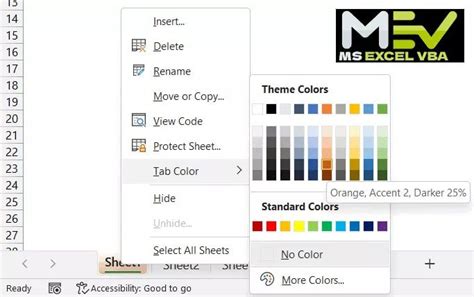 How To Modify The Excel Sheet Tabs Color Easy Steps Ms Excel Vba