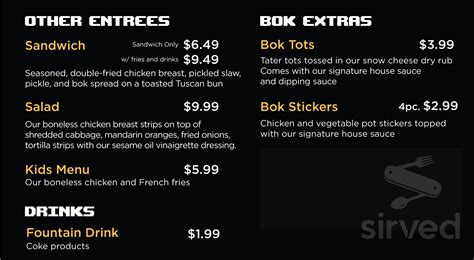Bok Bok Korean Fried Chicken Menus In Provo Utah United States