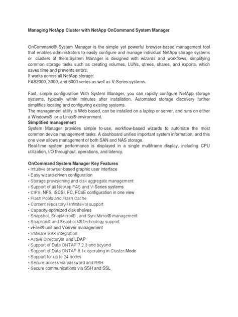 Managing Netapp Cluster With Netapp Oncommand System Manager Pdf System Software