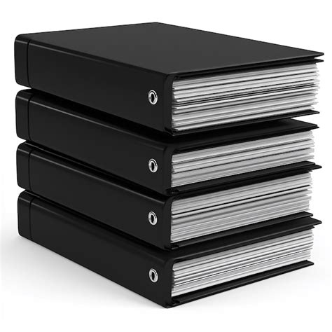 Stack Of Black File Isolated On White Background Premium Ai Generated
