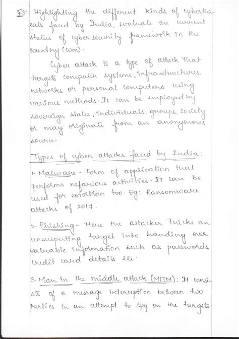 Q 3 Highlighting Different Kinds Of Cyberthreats Faced By India Evaluate The Current Status Of