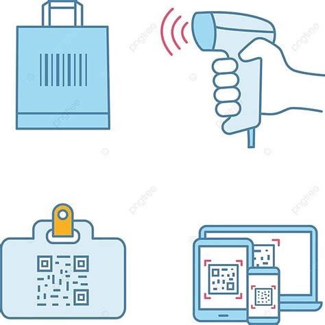 Barcodes Color Icons Set Style Linear Card Vector Style Linear Card