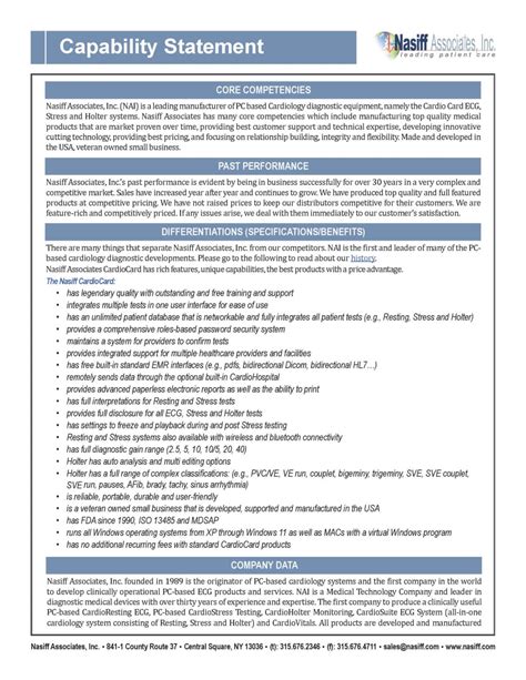 Capability Statement Details Nasiff Associates Inc