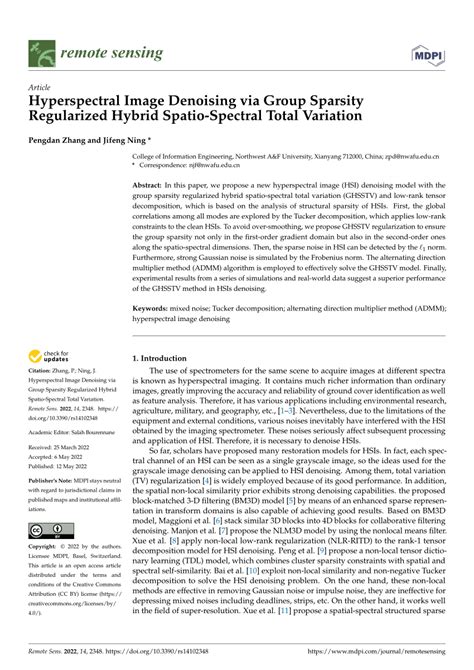 Pdf Hyperspectral Image Denoising Via Group Sparsity Regularized