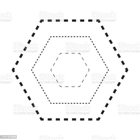 육각형 모양 기호 미취학 아동 유치원 및 몬테소리 어린이 사전 작성 그리기 및 절단 연습 활동을 위한 점선 요소 추적 0명에