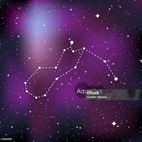 물병자리 조디악 로그인 하십시오입니다 별자리 기호 선형 별자리입니다 스타 우주 배경입니다 벡터 일러스트 레이 션 0명에 대한 스톡 벡터 아트 및 기타 이미지 Istock