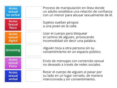 Tipos De Acoso Sexual Połącz W Pary