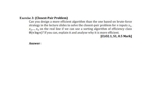 Solved Exercise 3 Closest Pair Problem Can You Design A