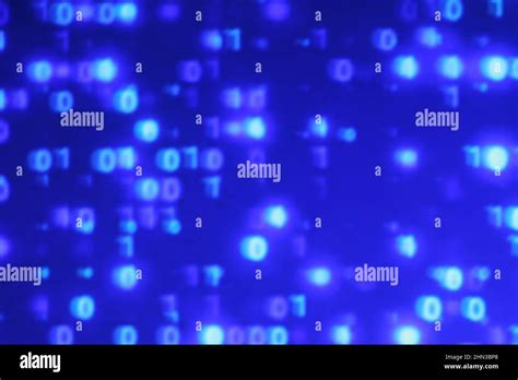 Illustration Of Running Binary Codes On A Blue Blurry Background Stock