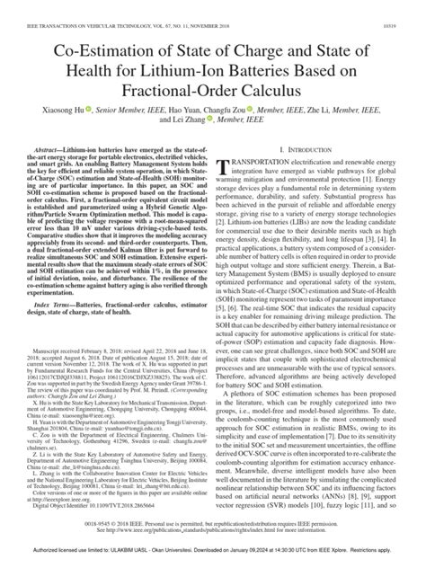 Co Estimation Of State Of Charge And State Of Health For Lithium Ion Batteries Based On
